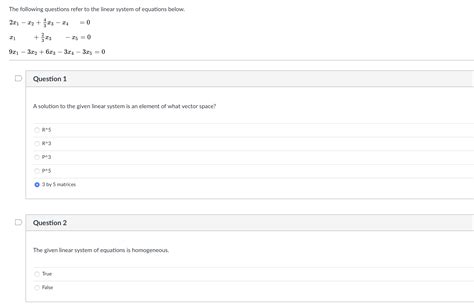 solved the following questions refer to the linear system of