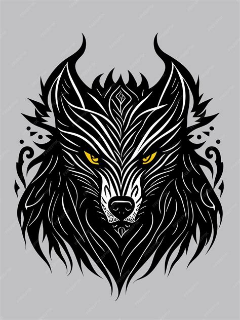 터 부족 ⁇ 대 머리 실루 ⁇ 신화 로고 단색 디자인 스타일 예술 작품 일러스트레이션 프리미엄 벡터