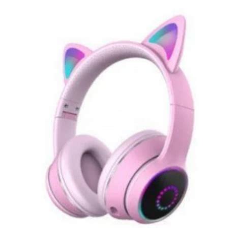Беспроводные наушники с ушками Bluetooth блютуз с микрофоном складные с подсветкой ушки кошки