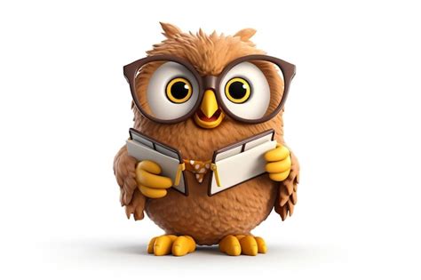 Premium Ai Image Wise Owl Cartoon Character With Spectacles And Book