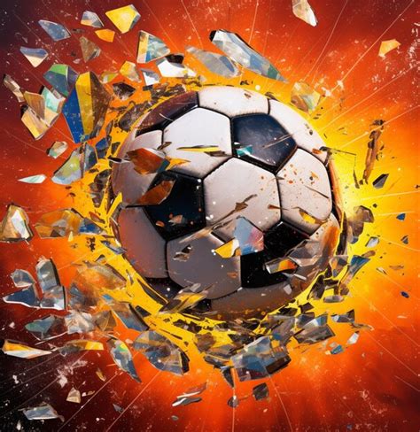 Premium Ai Image Arafed Soccer Ball With Shattered Glass In A Red