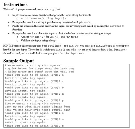 Solved Instructions Write A C Program Named Reverse Cpp Chegg Com