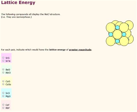 Solved Lattice Energy The Following Compounds All Display The Nacl