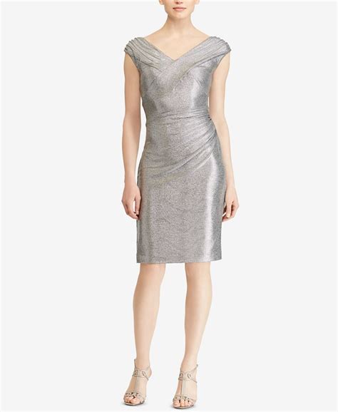 Lauren Ralph Lauren Metallic V Neck Dress Macys