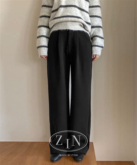 잇진 Made하객룩기모ver 핀턱 융털기모 롱 와이드 슬랙스 3color