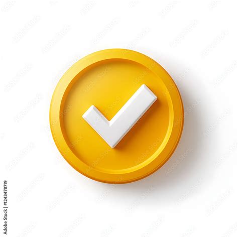 3d Check Icon Checklist Tick Done Mark Vector Realistic Plastic Style Checkmark Symbol Of