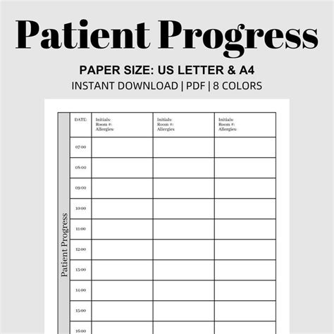 Nurse Patient Progress Sheet Printable Pdf Letter And A4 Etsy