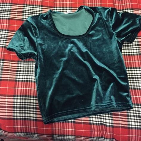 Green Velvet Crop Top Cute And Stylish