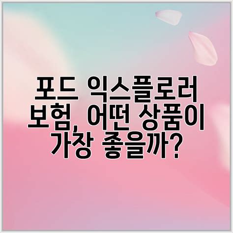 포드 익스플로러 보험 어떤 상품이 가장 좋을까