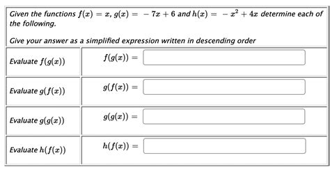 Solved Given The Functions F X X G X 7x 6 And H X X2 4x Chegg