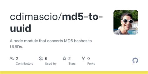 Github Cdimasciomd5 To Uuid A Node Module That Converts Md5 Hashes