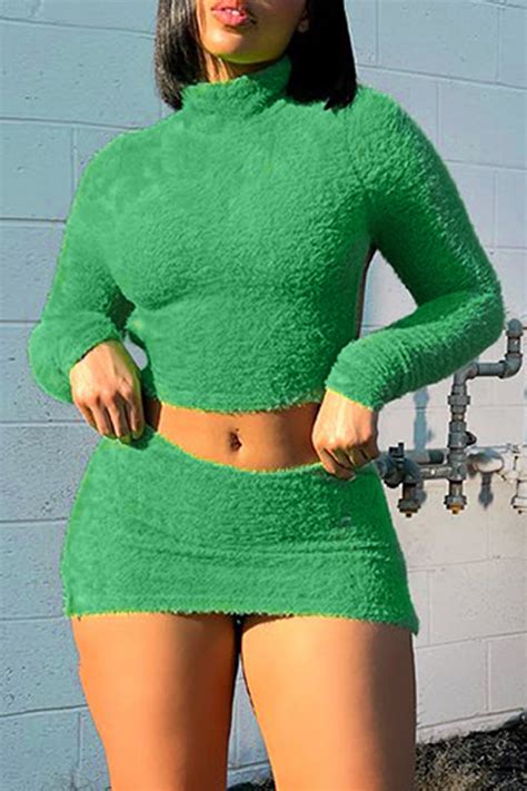Wholesale Green Sexy Solid Bandage Patchwork Backless O Neck Long