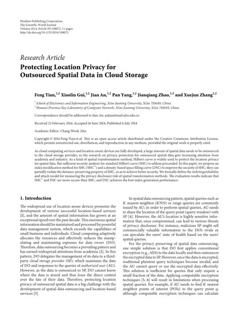 Pdf Protecting Location Privacy For Outsourced Spatial Data In Cloud Storage