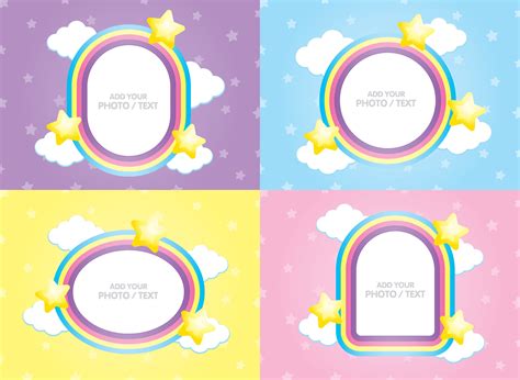 Kawaii Rainbow Frame Vector Set Graphic By Patcharapon · Creative Fabrica