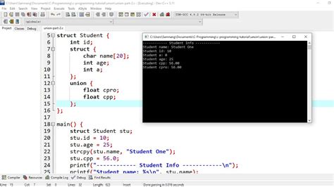 62 C Programming For Beginner Anonymous Union And Structure Khmer
