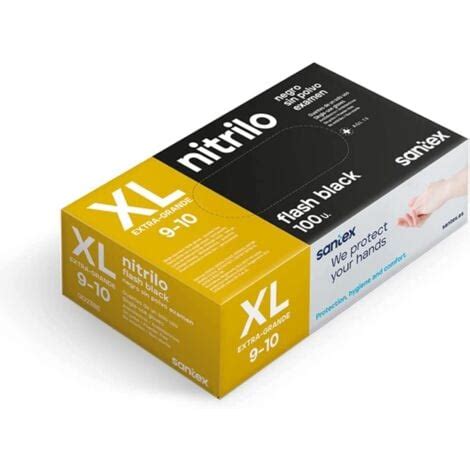 Santex Gants De Nitrile Powder Free Black Extra Heavy Duty Nitrile