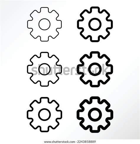 Set Minimalist Outlines Gear Setting Icon Stock Vector Royalty Free 2243858889 Shutterstock