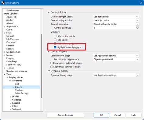 disable highlightcontrolpolygon in rendered mode rhino developer
