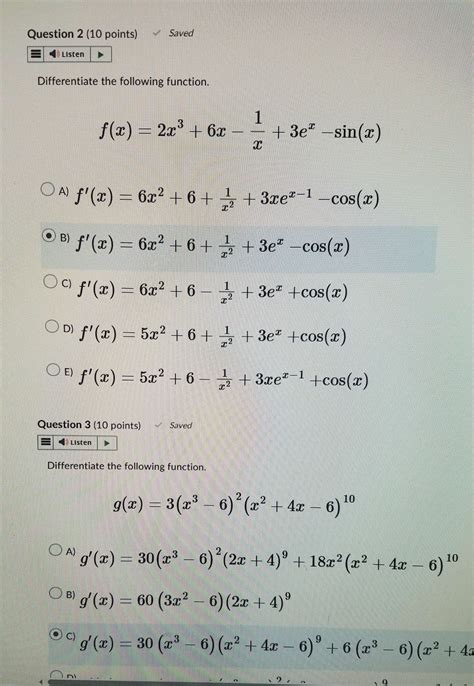 Solved Differentiate The Following Function Chegg Com