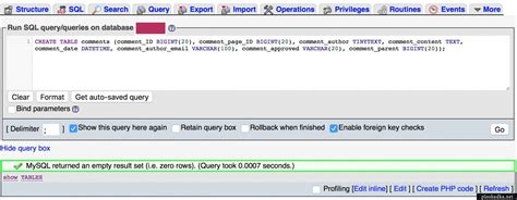 Создание таблицы в Mysql