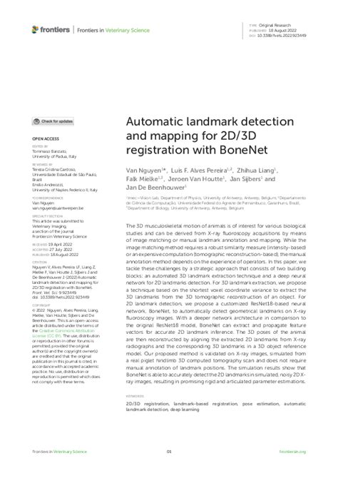 pdf automatic landmark detection and mapping for 2d 3d registration