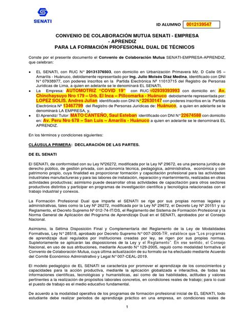 Ejemplo Convenio De Colaboracion Mutua Huanuco Pdf Arbitraje Business