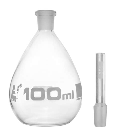 Eisco Labs Borosilicate Glass Calibrated Pycnometer With Flat Bottom