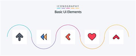 Basic Ui Elements Line Filled Flat 5 Icon Pack Including Arrows