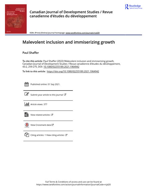 Malevolent Inclusion And Immiserizing Growth Pdf Poverty Poverty And Homelessness