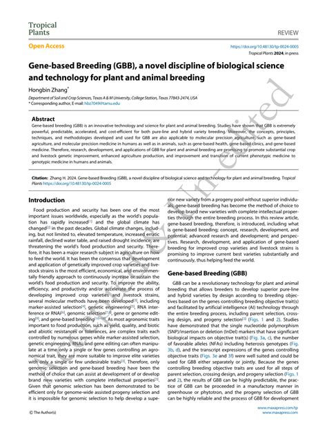 pdf gene based breeding gbb a novel discipline of biological