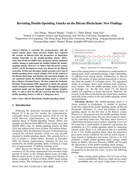 Pdf Revisiting Double Spending Attacks On The Bitcoin Blockchain New