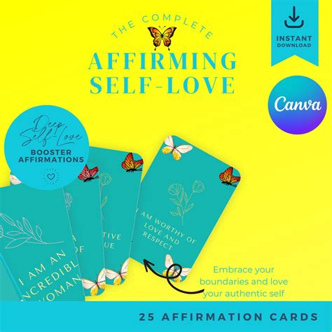 Self Love Affirmations Self Love Card Deck Instant Download Canva