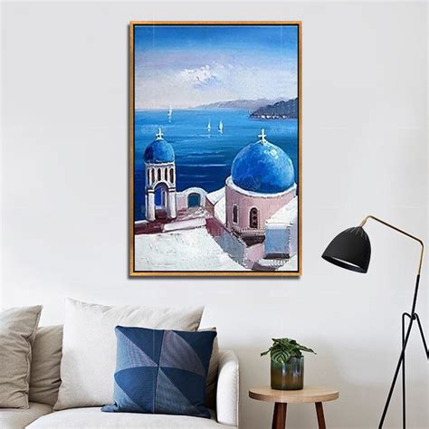 地中海风格装饰画爱琴海客厅沙发墙画餐厅厨房清新挂画现代风景画虎窝淘
