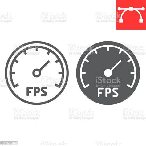 초당 프레임 및 글리프 아이콘 비디오 게임 및 Fps Fps 속도계 사인 벡터 그래픽 편집 가능한 스트로크 선형 아이콘 Eps