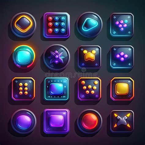 Ui Square Game Button Ai Generated Stock Illustration Illustration Of