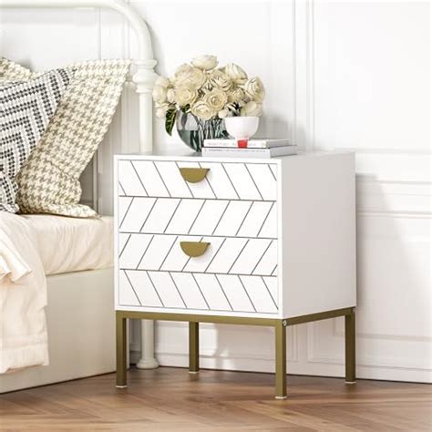 Amazon Tribesigns Nightstand 2 Drawers Bedside Table Modern Mid