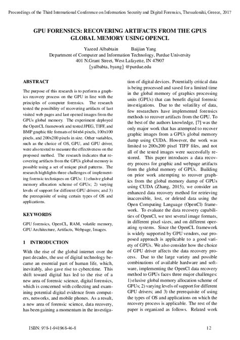 Pdf Gpu Forensics Recovering Artifacts From The Gpus Global Memory