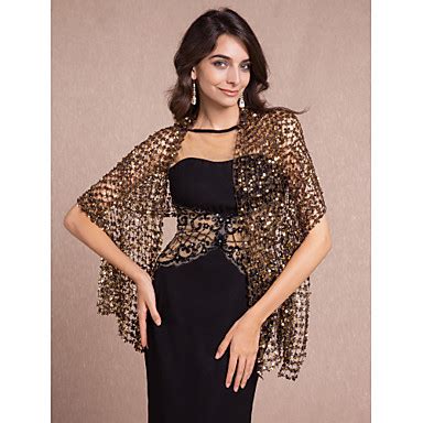 Sleeveless Cotton Party Evening Wedding Wraps Shawls With Sequin
