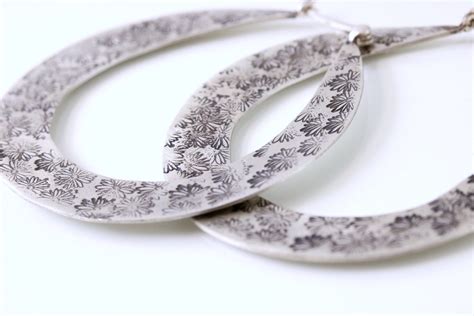Oxidized Silver Earrings Sterling Silver Hoop Earrings Tribal