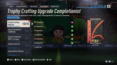 Trophy Crafting Upgrade Completionist Fifa 23 Youtube