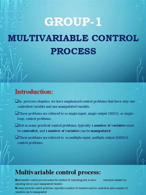 group 1 multivariable control process pdf matrix mathematics