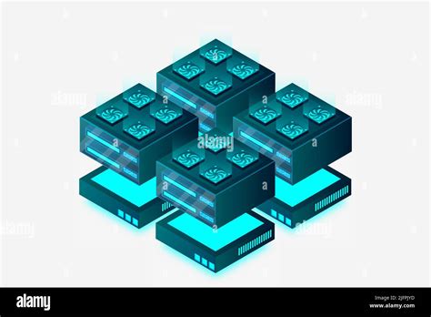 Server Room Isometric Mainframe Powered Server High Technology