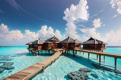 Premium Photo A Luxurious Water Bungalow Nestled In The Crystal Clear