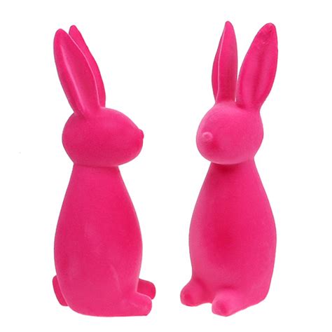 Floristik24de Deko Hase Beflockt Pink 30cm 2st 77343