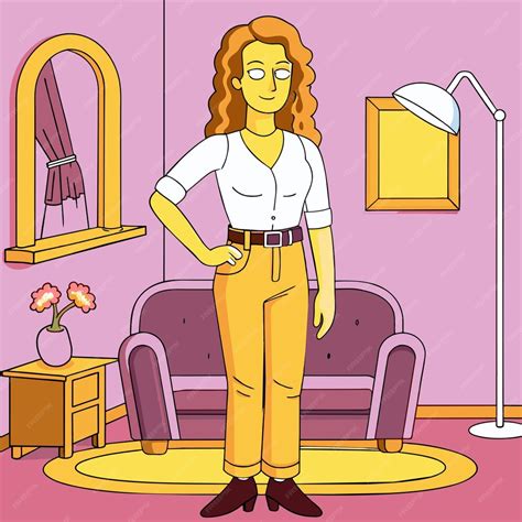 A Woman Stands In A Room With A Poster Of A Woman With Her Hands On Her