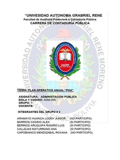 Plan Operativo Anual Pdf Planificación Presupuesto