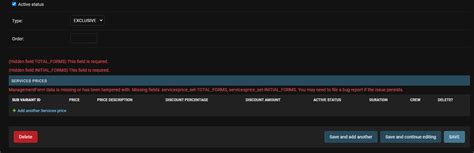 Django Managementform Data Is Missing Or Has Been Tampered With Missing Fields Servicesprice