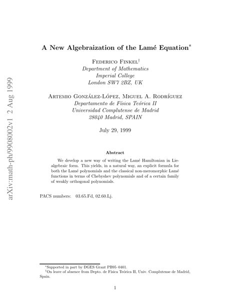 Pdf A New Algebraization Of The Lame Equation