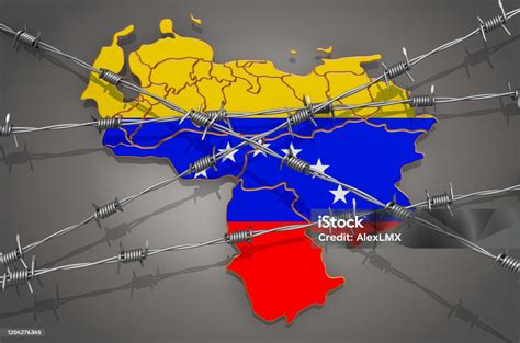 철조망이 있는 베네수엘라지도 회색 배경에 3d 렌더링 베네수엘라에 대한 스톡 사진 및 기타 이미지 베네수엘라 출입국 0명 Istock