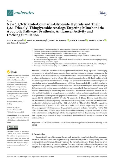 Pdf New 123 Triazole Coumarin Glycoside Hybrids And Their 124